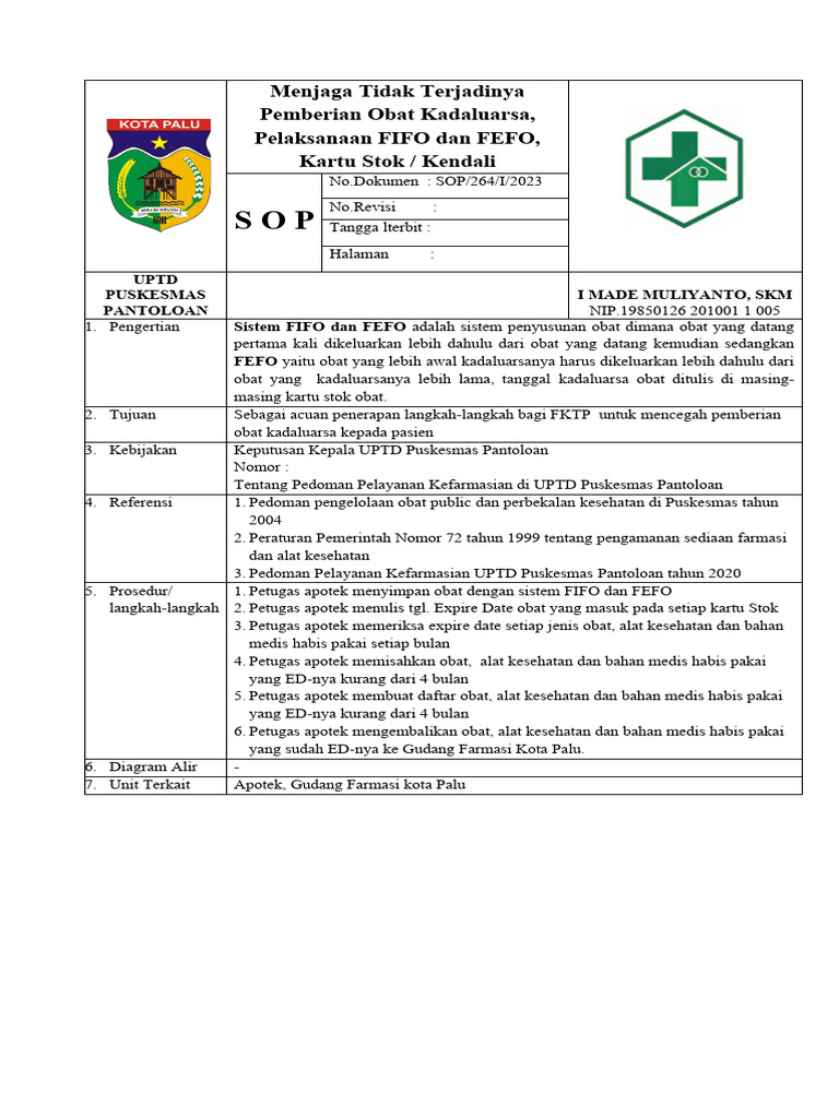 Menjaga Tidak Terjadinya Pemberian Obat Kadaluarsa, Pelaksanaan FIFO ...