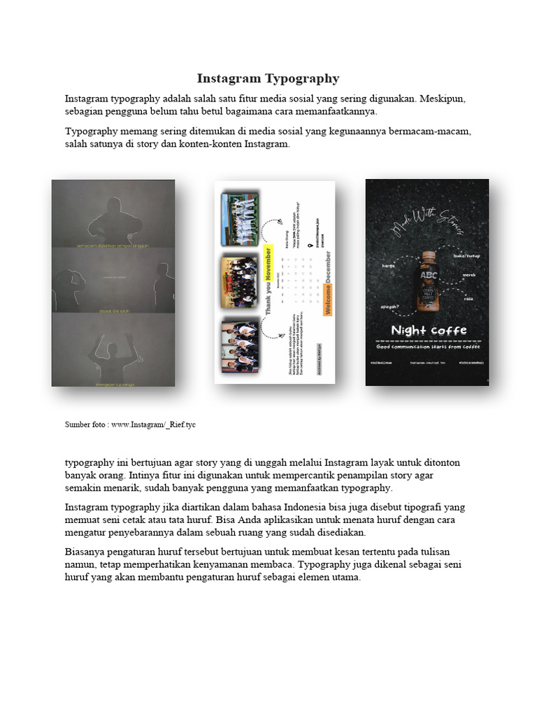 Panduan Instagram Typography untuk Pemula | PDF | Karier & Perkembangan ...