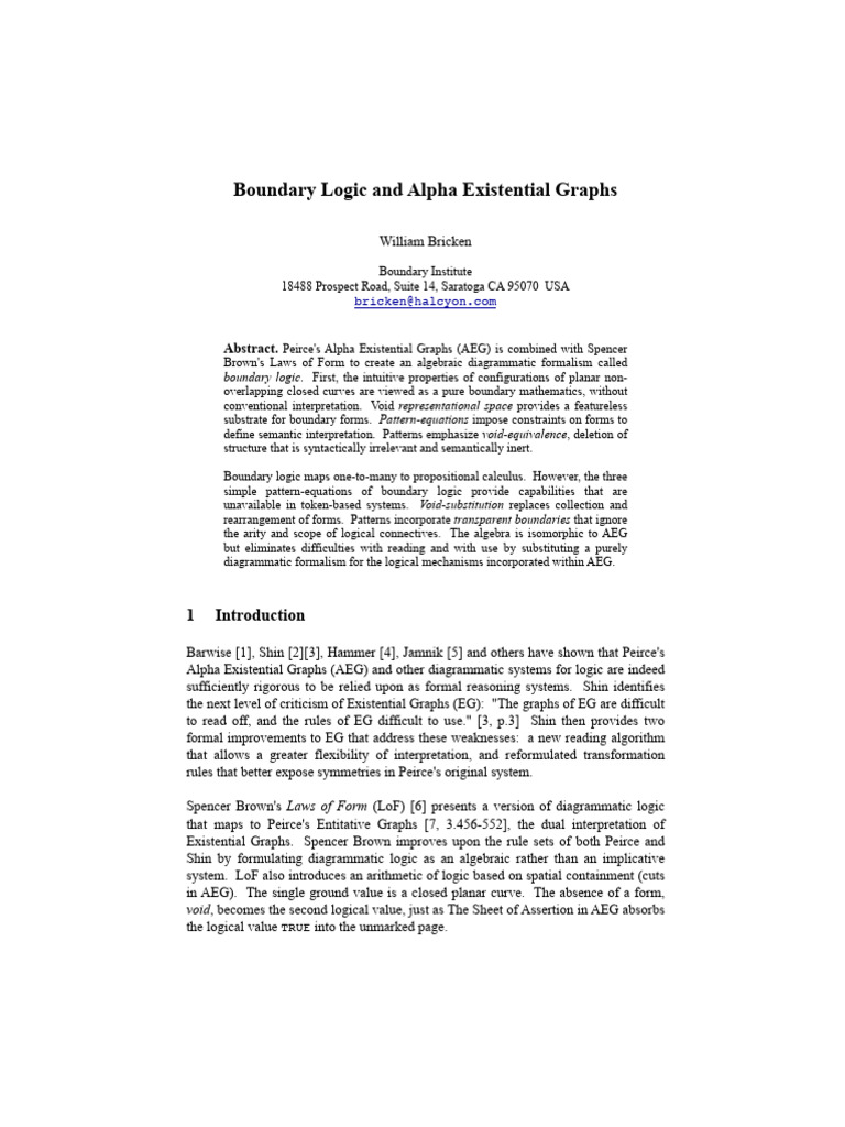 Bricken - B Logic and Alpha Existential Graphs | PDF | Mathematical ...