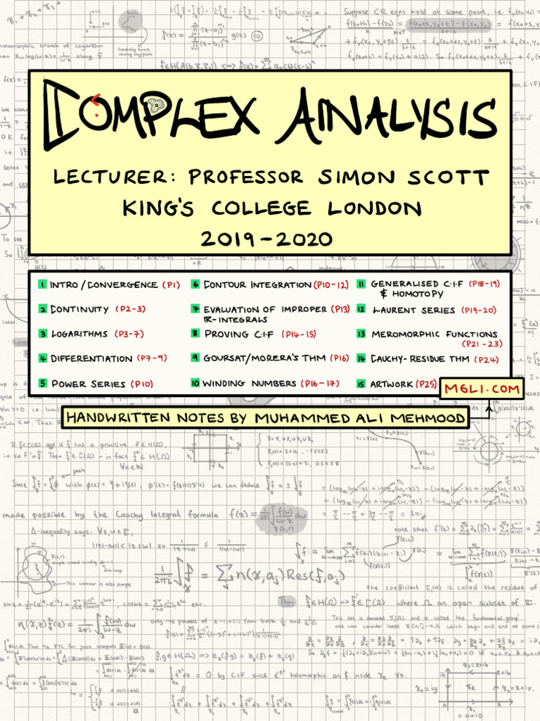 Complex Analysis Handwritten Notes | PDF