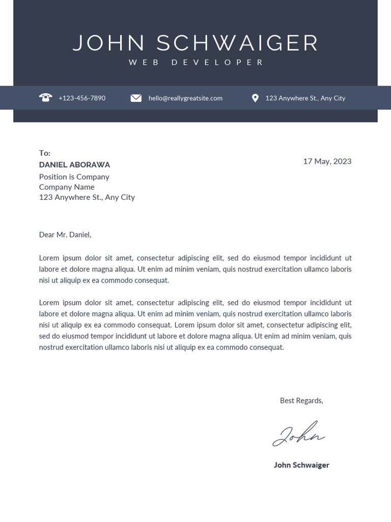 Black and White Minimalist Cover Letter | PDF