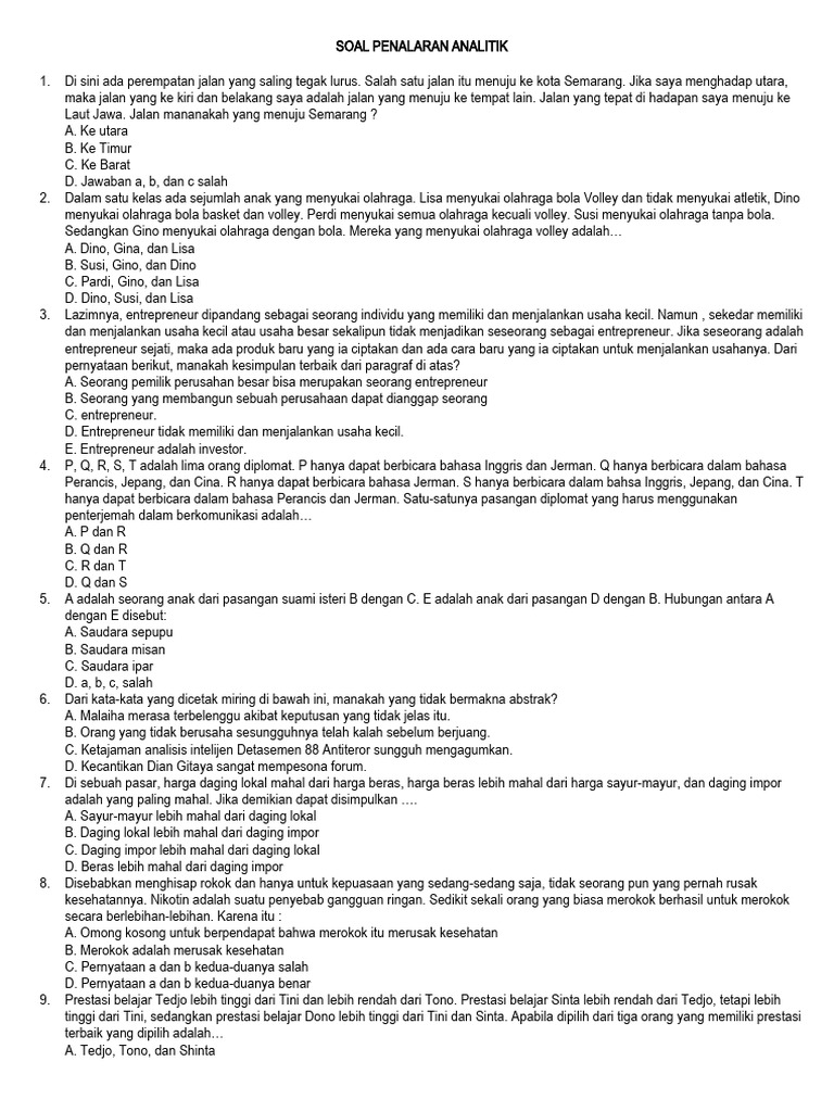 Soal Penalaran Analitik | PDF