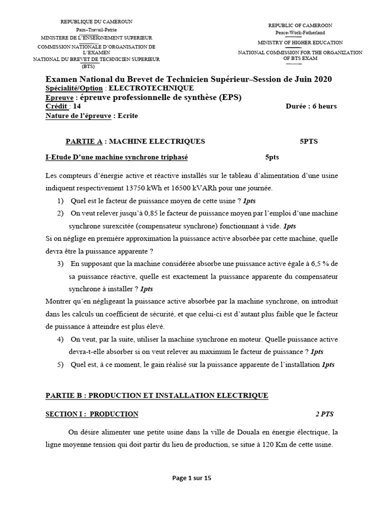 Sujets 1 - Eps - 2020 | PDF