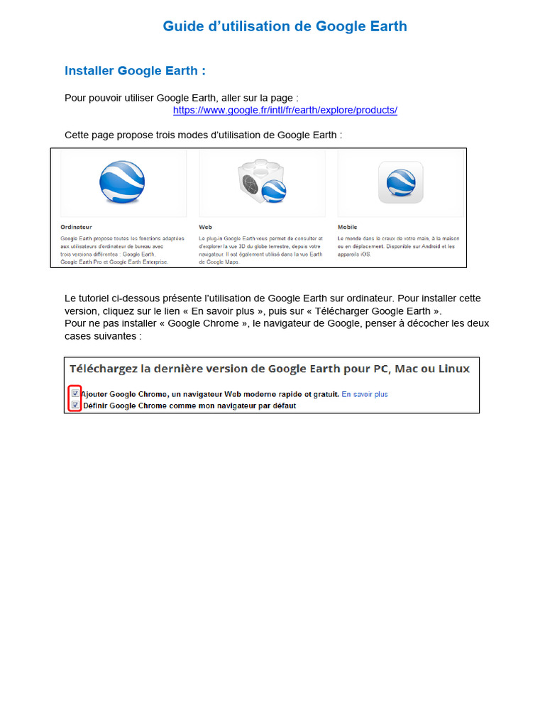 Guide d'Utilisation Google Earth PC | PDF | Méthodes et références ...