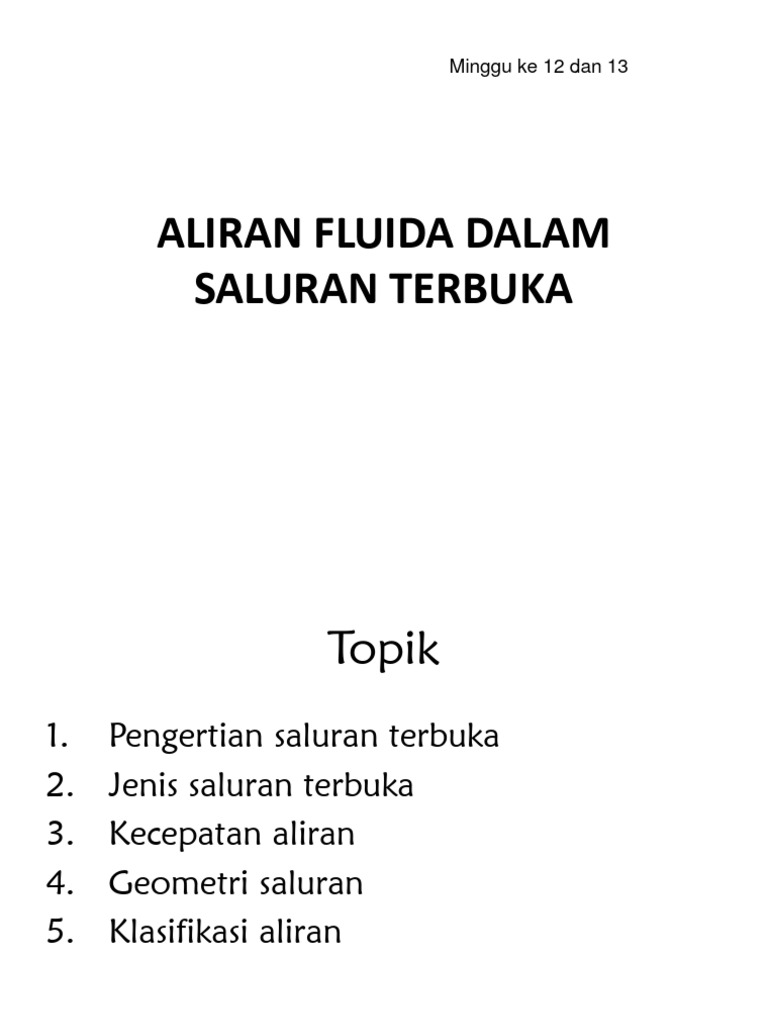 Aliran Fluida dalam Saluran Terbuka | PDF
