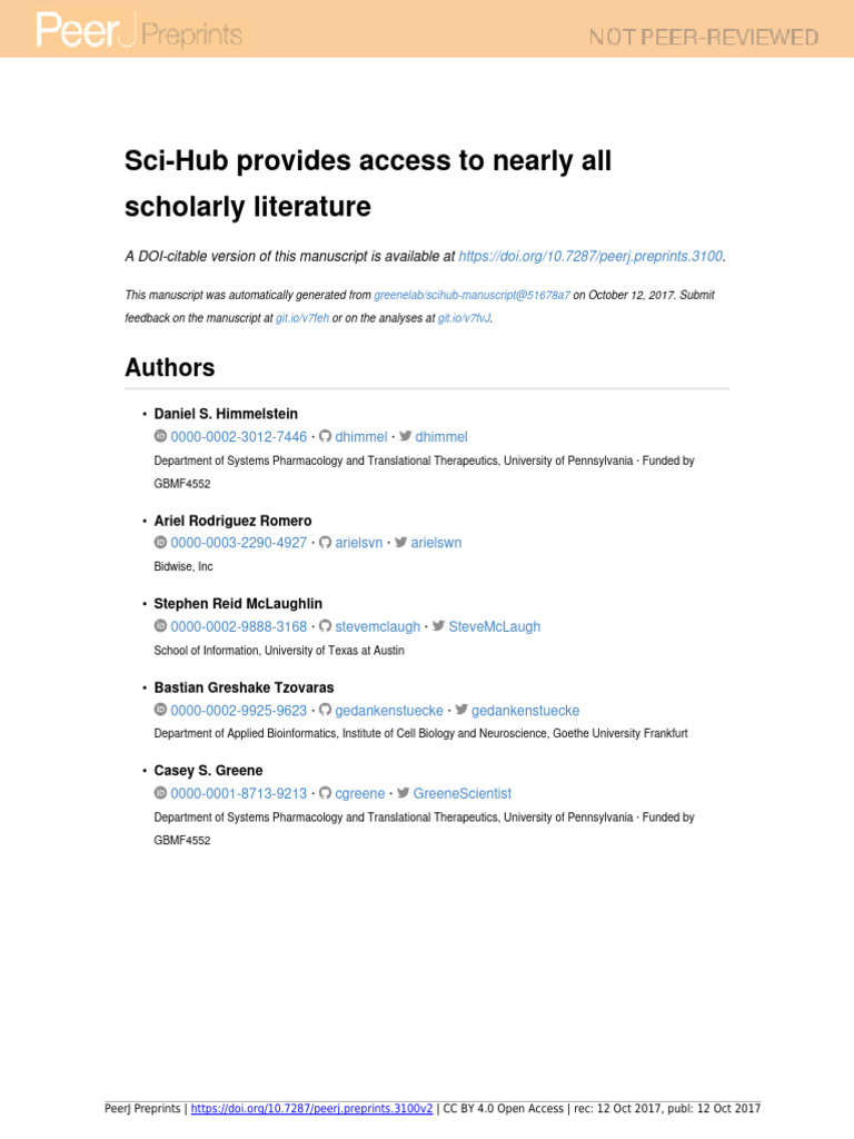 Sci Hub Provides Access To Nearly All Scholarly Literature | PDF ...