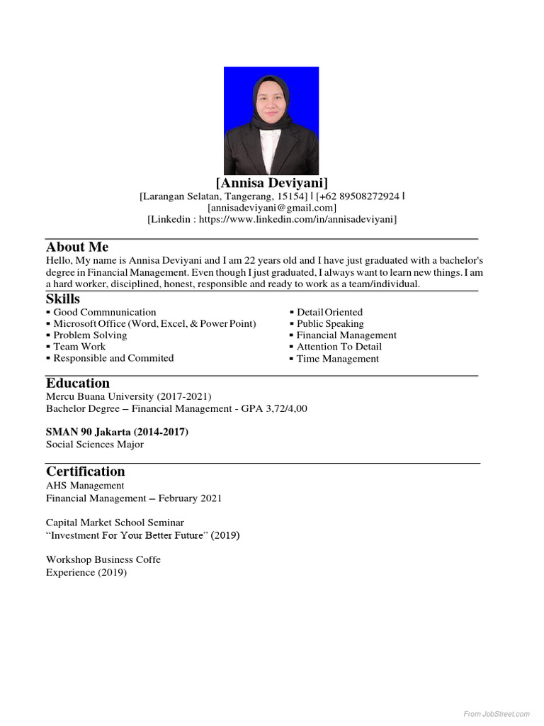 CV Anisa | PDF | Career & Growth