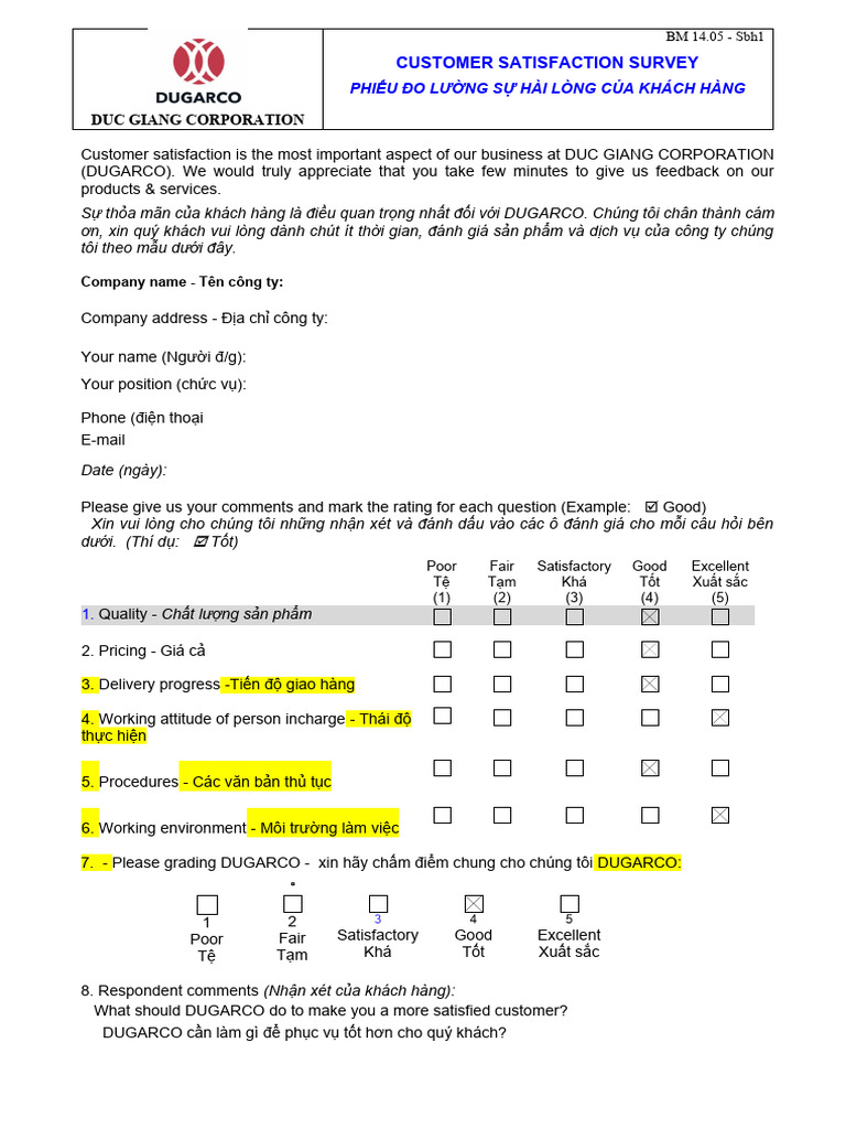 Customer Satisfaction Survey Form | PDF