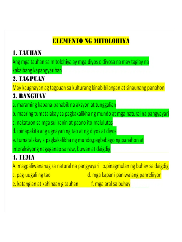 Elemento NG Mitolohiya | PDF