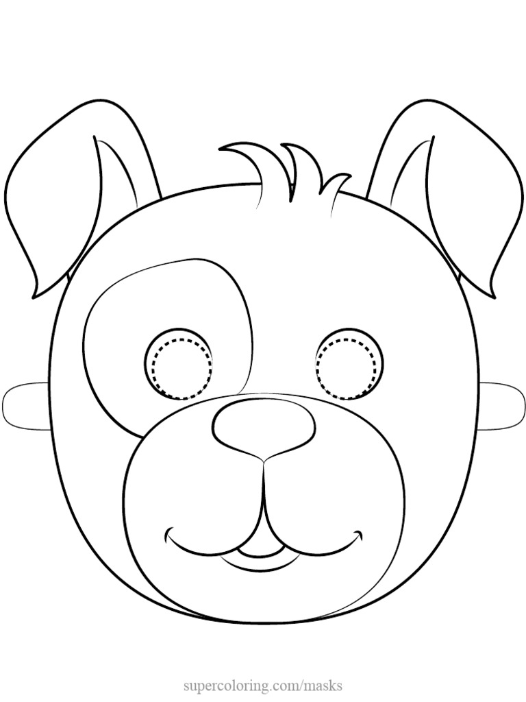 Dog Mask Outline Coloring Page | PDF