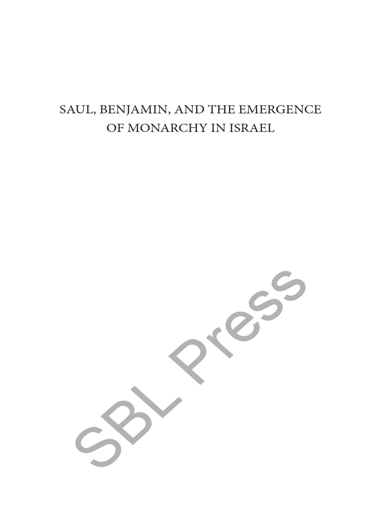 Saul, Benjamin, and The Emergence of Monarchy in Israel | PDF | Kingdom Of Judah | Ancient ...