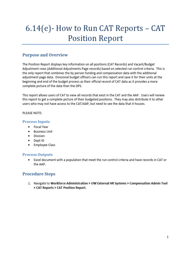 6.14 e How To Run CAT Reports - CAT Position Report | PDF | Computers