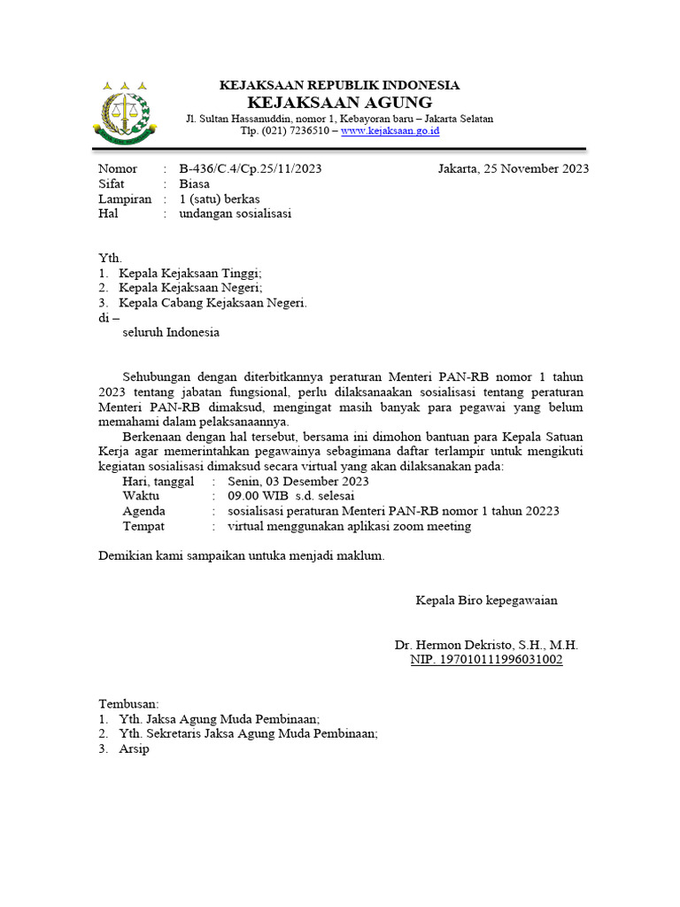 Surat Undangan Kejaksaan | PDF | Hukum