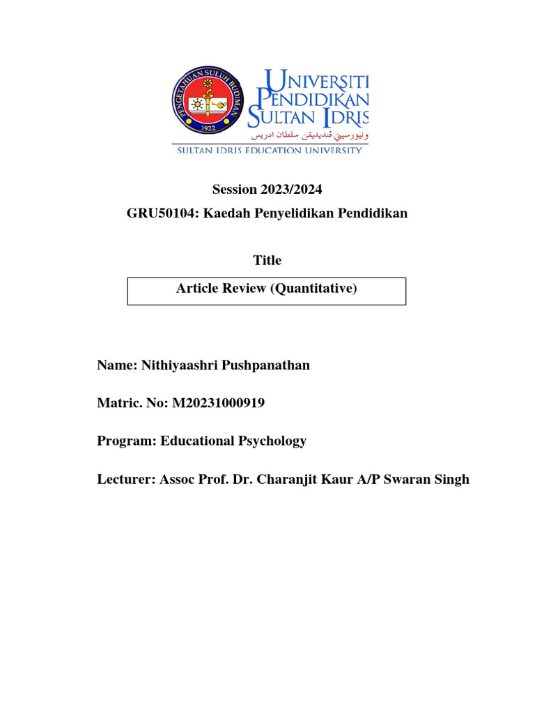 Article Review Quantitative | PDF