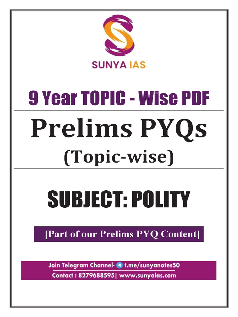 UPSC Prelims PYQ - Polity Topic Wise Question | PDF UPSC Prelims PYQ - Polity Topic Wise Question | PDF