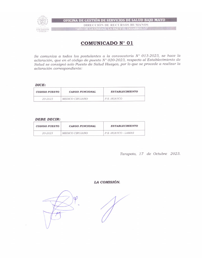 Comunicado_Nro_01-1 | PDF