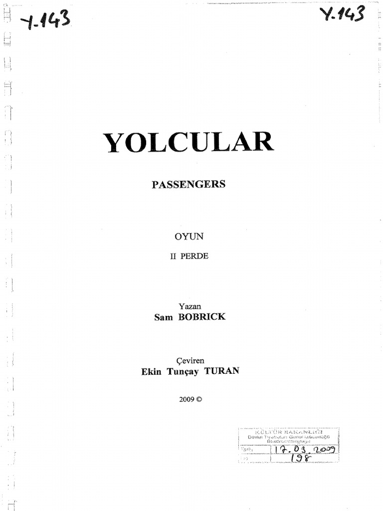 Sam Bobrick - Yolcular-Passengers | PDF