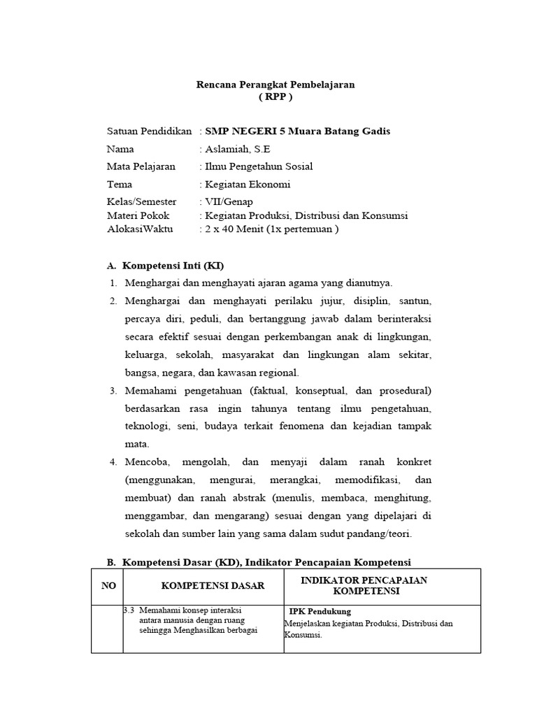 LK RPP Aslamiah | PDF