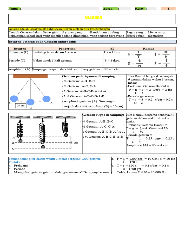 Materi Ipa 1 82 2324 Getaran | PDF