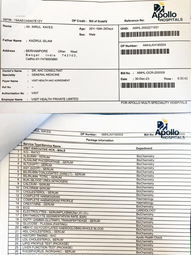 Apollo Visit HEALTH CHECKUP | PDF