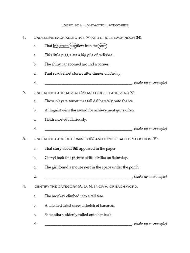 Syntax Exercise Pdf