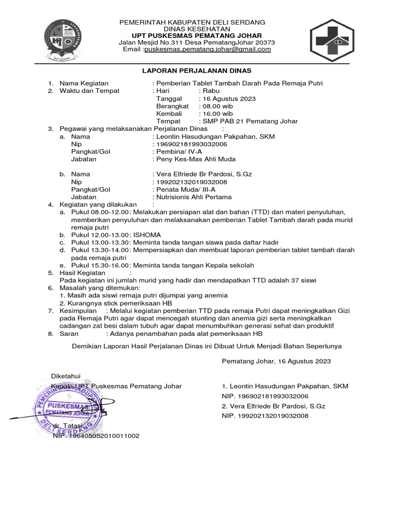 LPD-TTD-SMP-PAB-21-Pematang-Johar | PDF