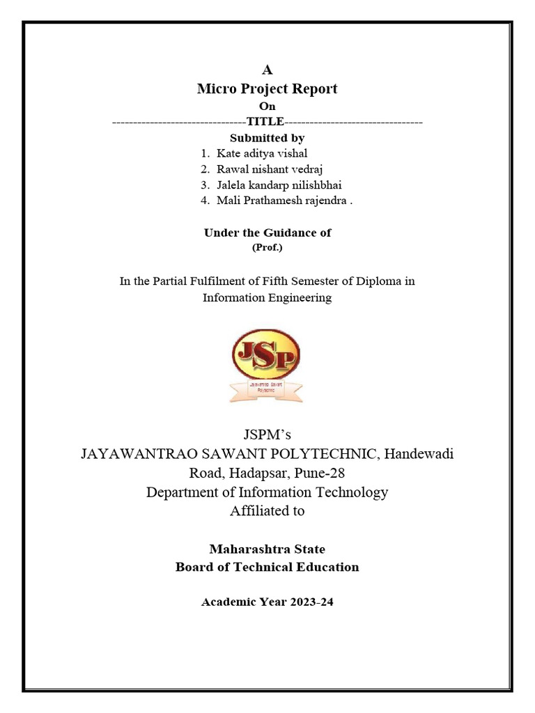 Microproject Format | PDF