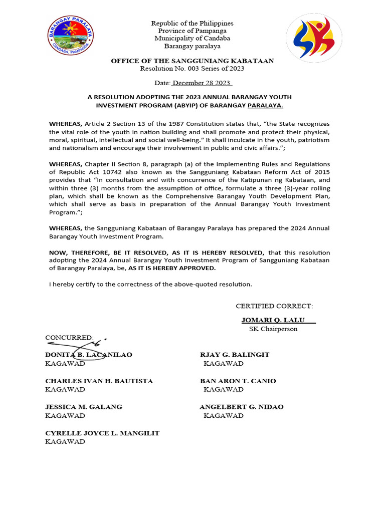 Sk-Resolution - Secretaty | PDF