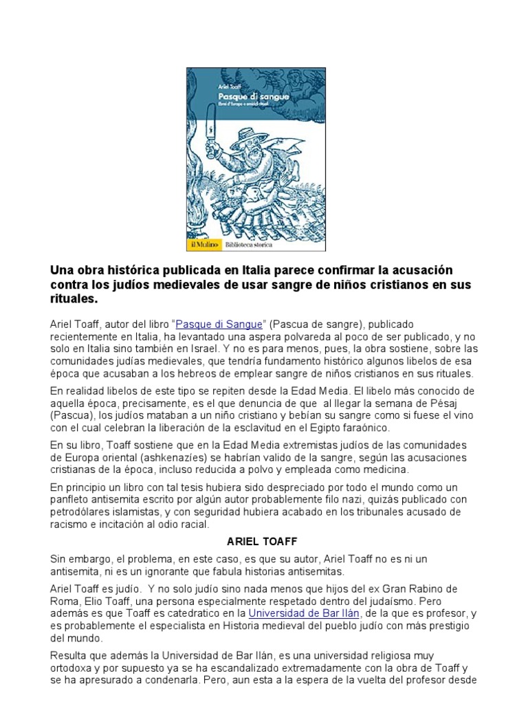 Ariel Toaff | PDF | Judios | Antisemitismo