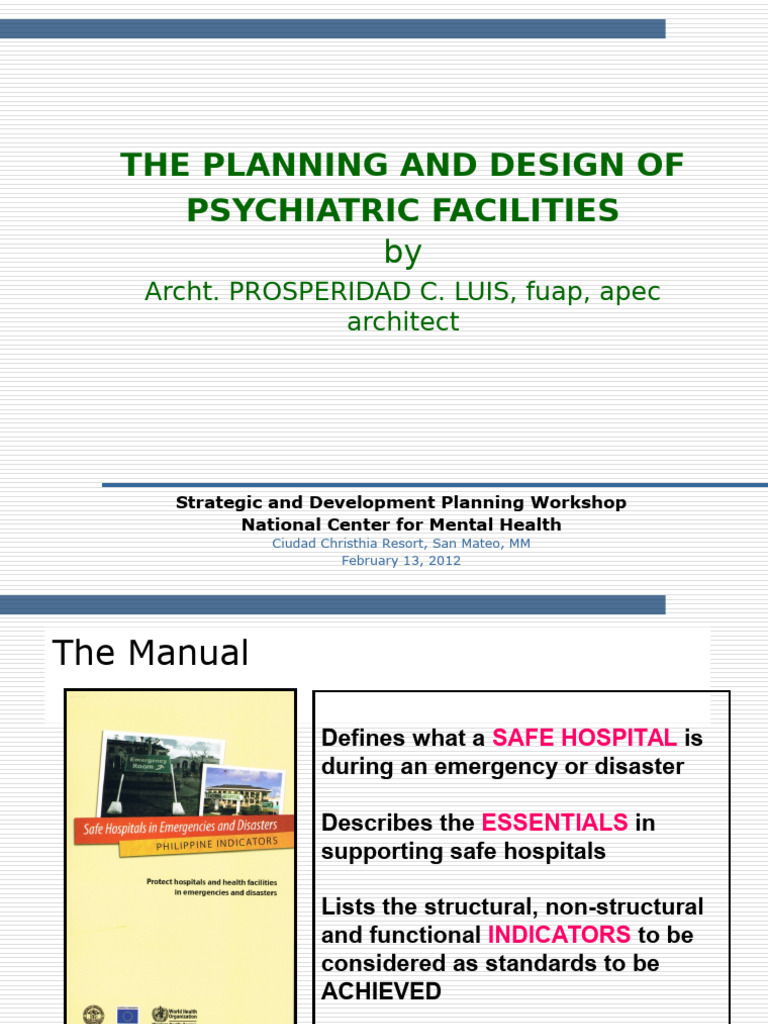 NCMH Development Plan | PDF | Psychiatric Hospital | Psychiatry