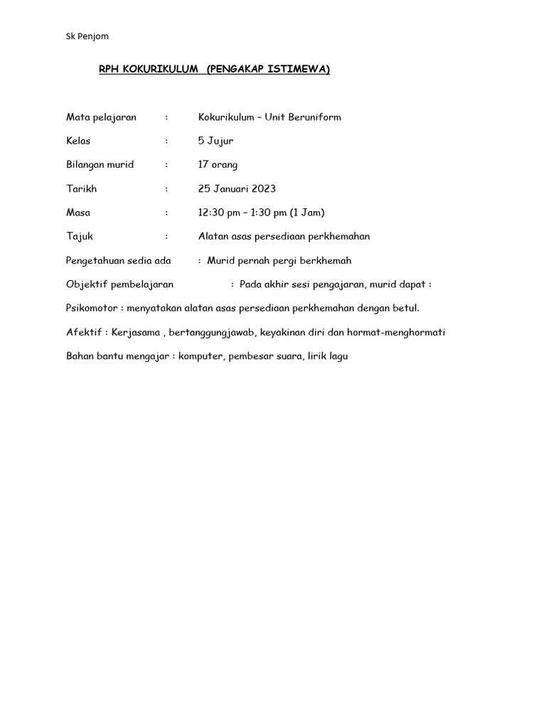 RPH Koko 25012023 | PDF