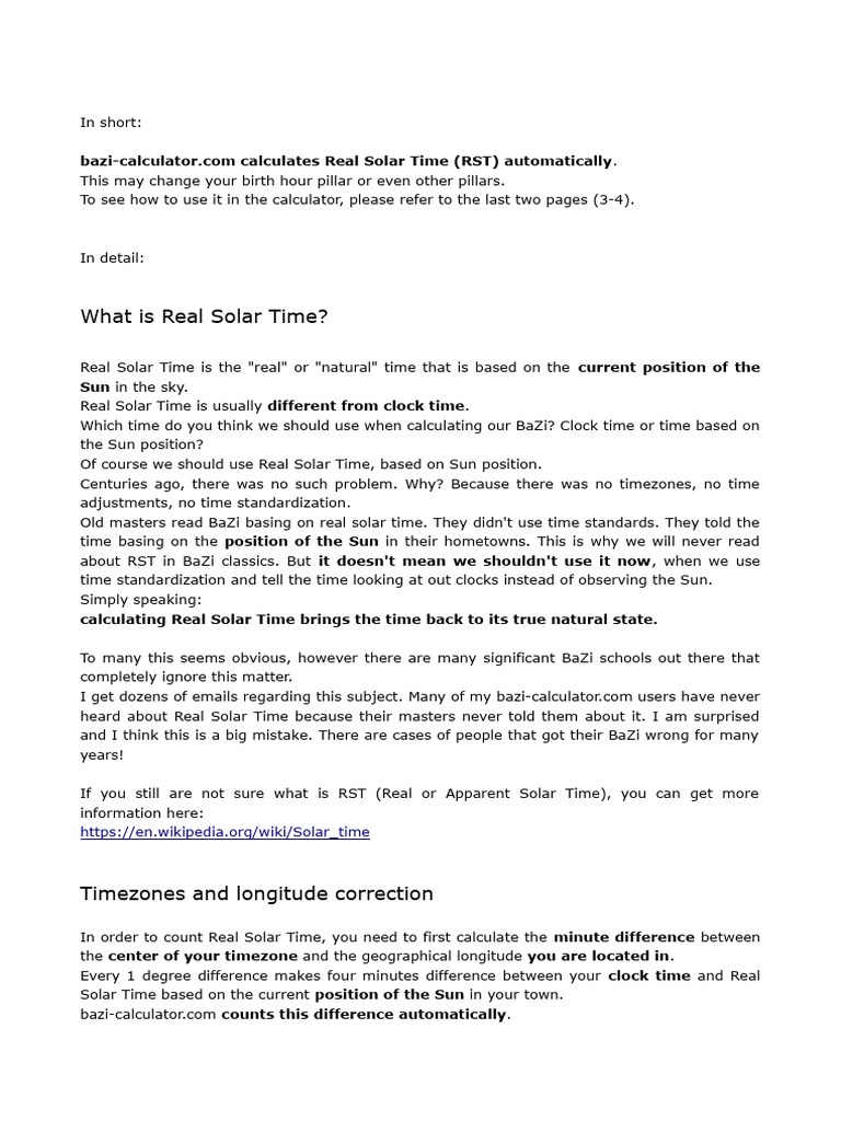 What Is Real Solar Time? | PDF