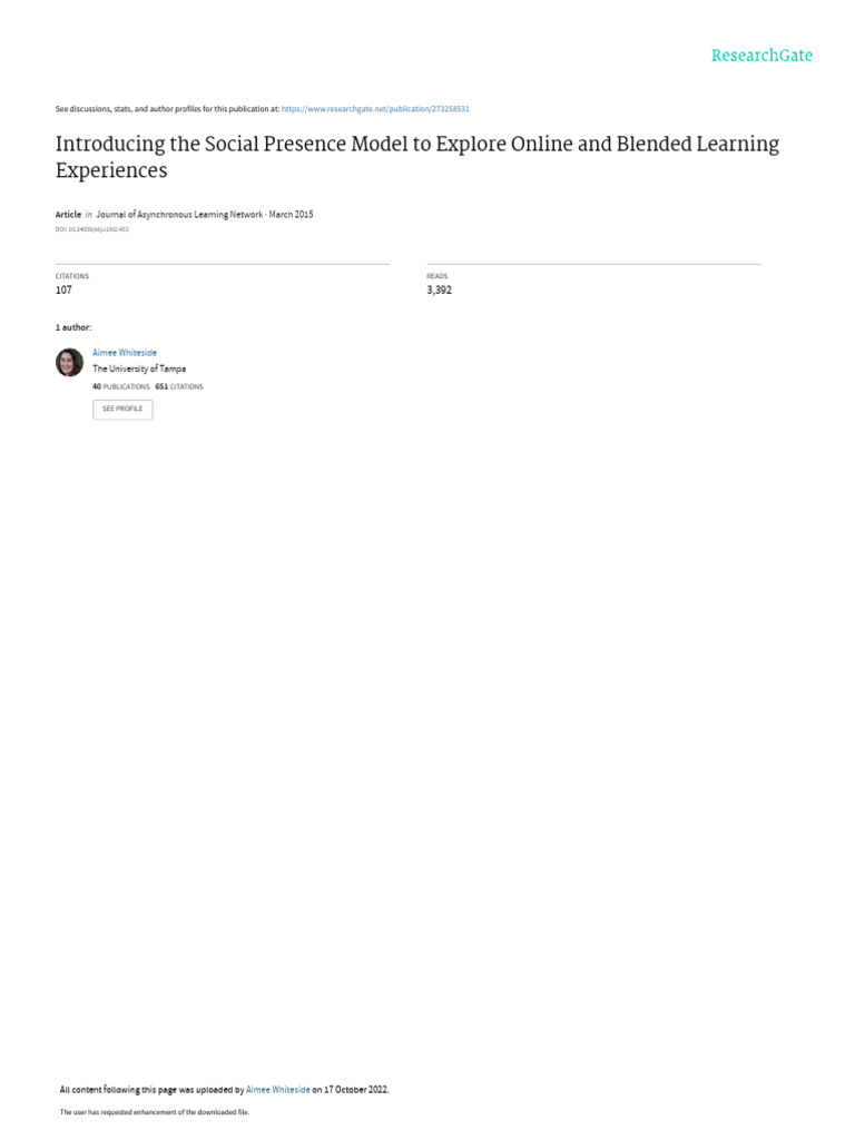 Social Presence in Blended Learning | PDF