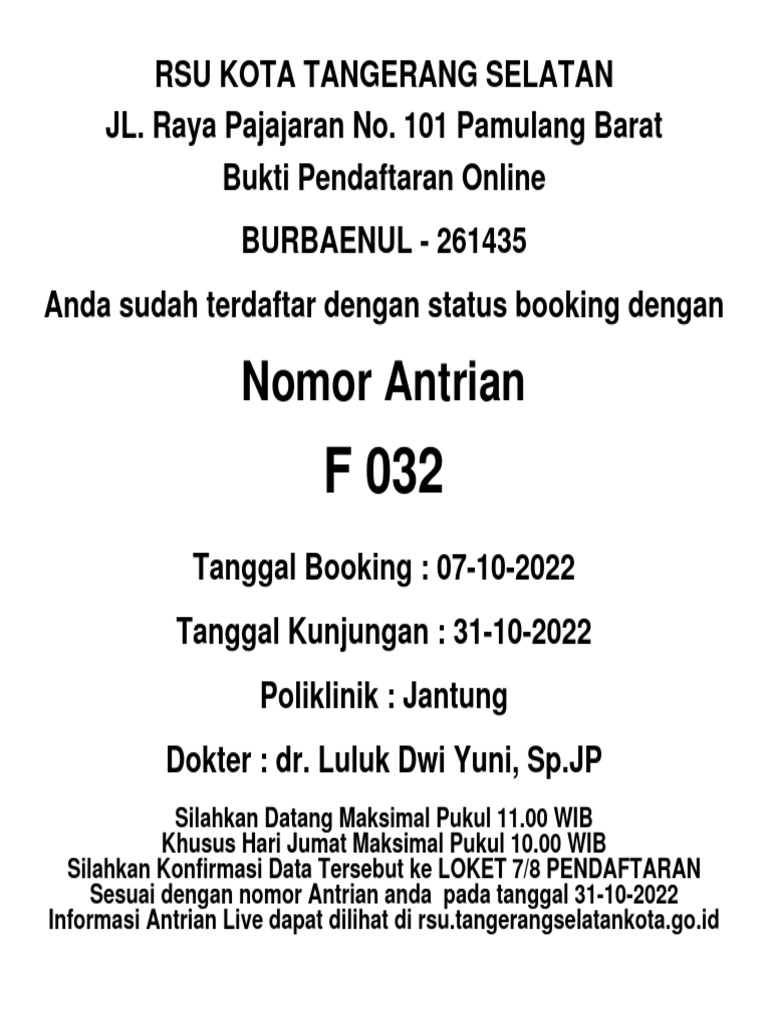 Nomor Antrian | PDF