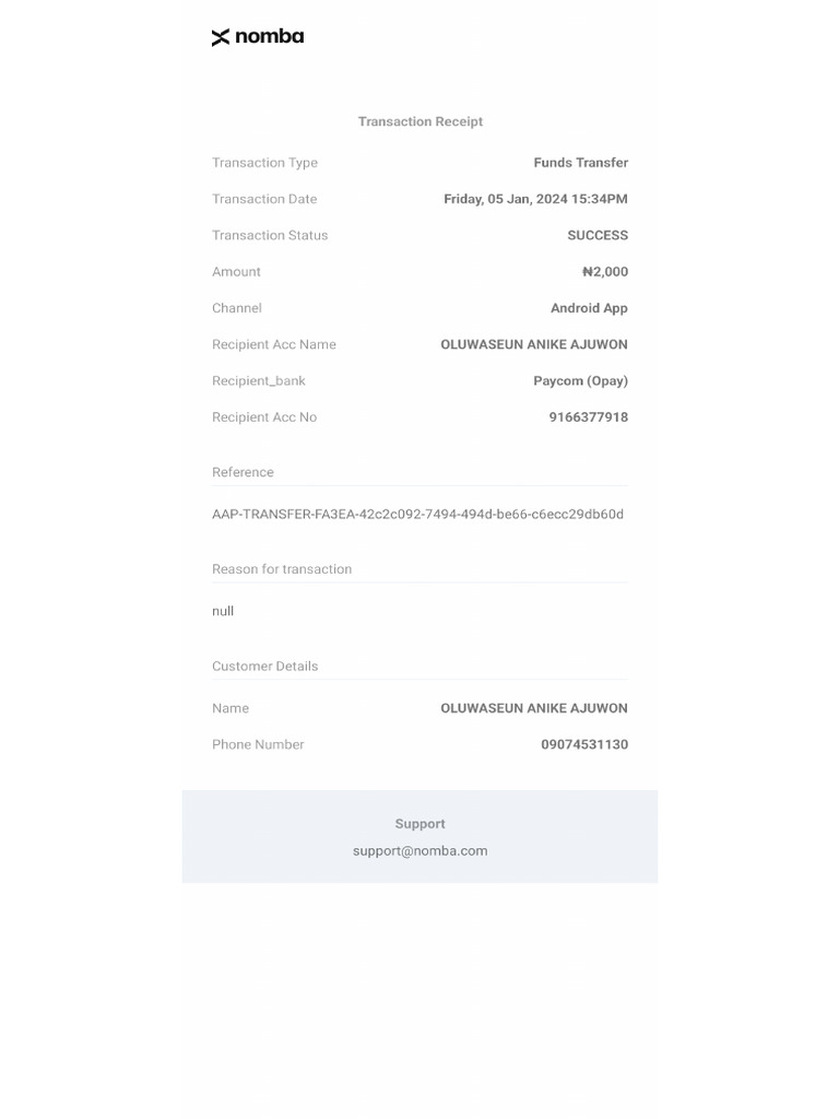 Nomba Receipt | PDF