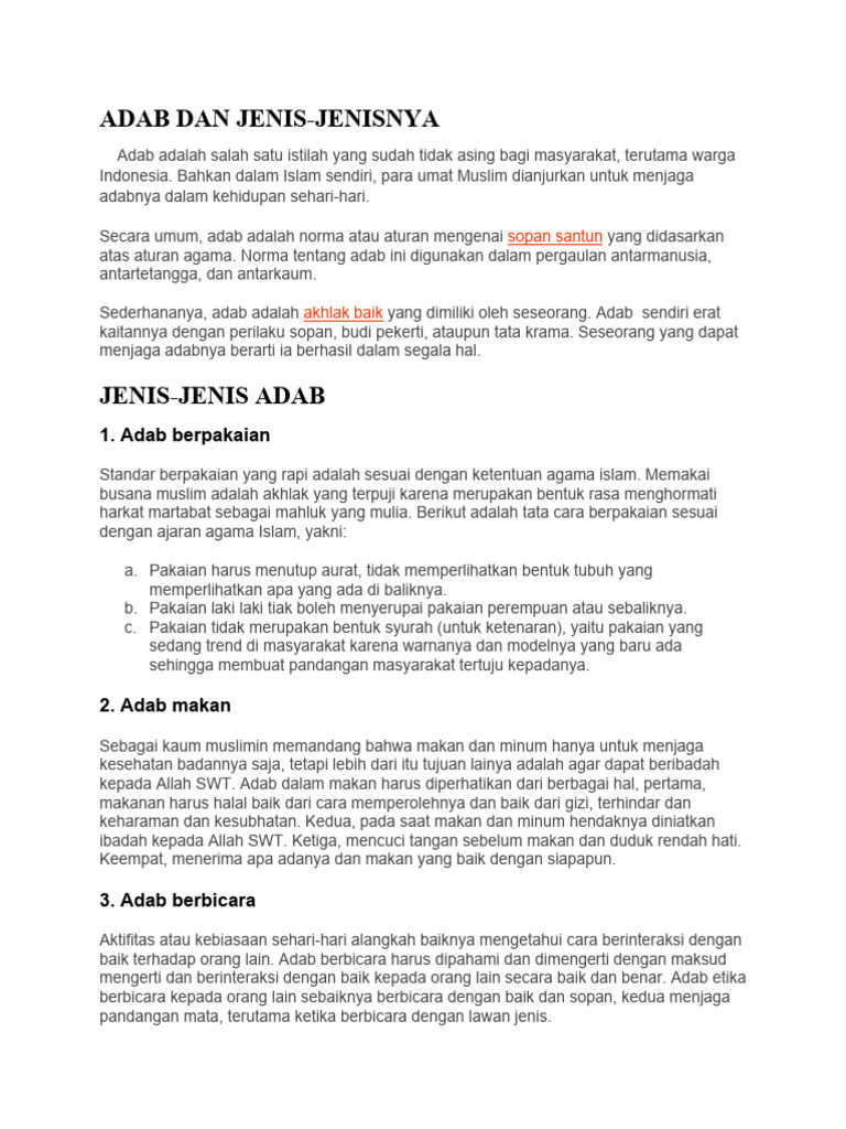 Adab Dan Jenis | PDF