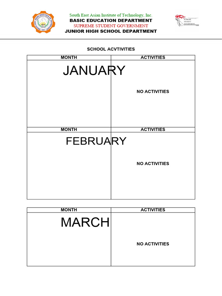 DFSSLG Report (School Activities) | PDF