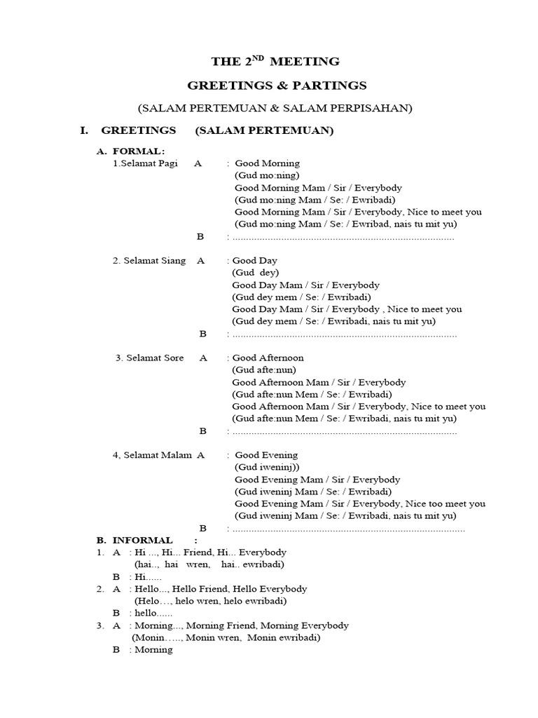 Greetings and Partings in English | PDF