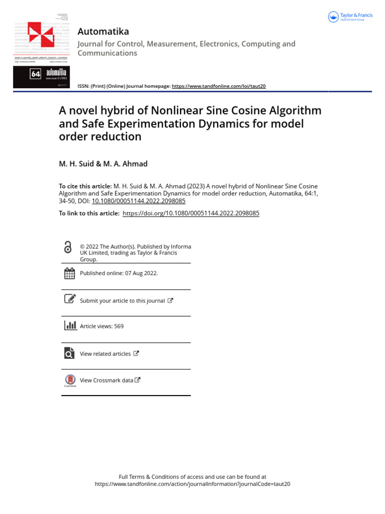 A Novel Hybrid Of Nonlinear Sine Cosine Algorithm And Safe Experimentation Dynamics For Model