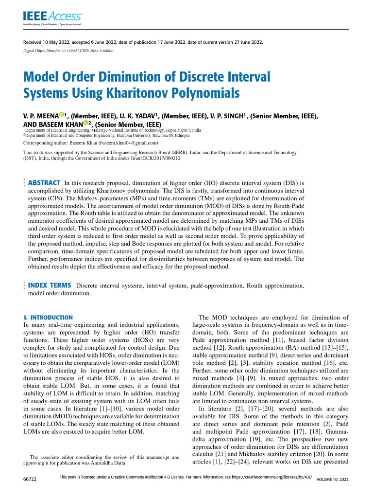 Model Order Diminution of Discrete Interval Systems Using Kharitonov Polynomials1 | PDF