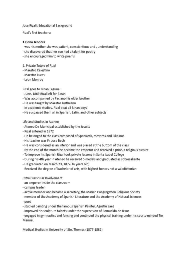 jOSE RIZAL eDUCATIONAL bACKGROUND | PDF