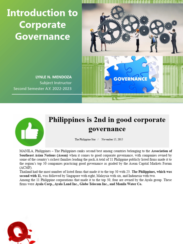 PDF Lesson 1 Good Governance | PDF | Governance | Corporate Governance