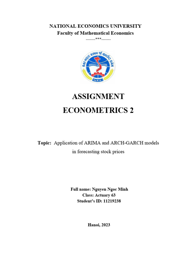 Assignment Final | PDF | Autoregressive Integrated Moving Average | Time Series