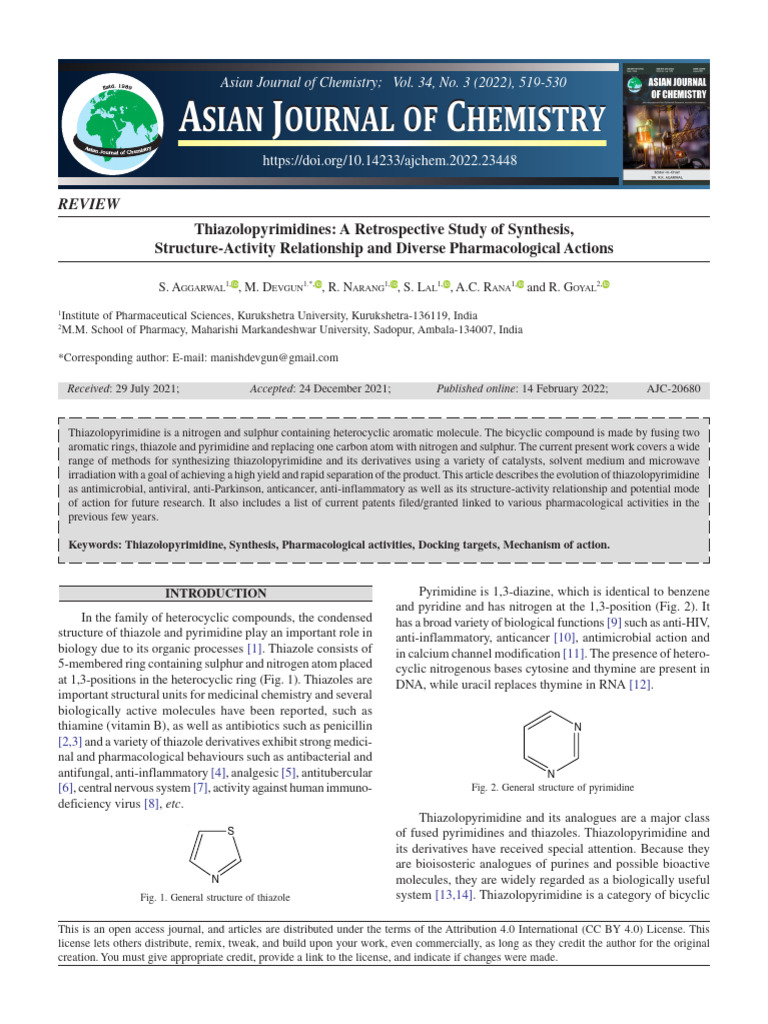 Thiazolopyrimidines: A Retrospective Study of Synthesis, Structure-Activity Relationship and ...