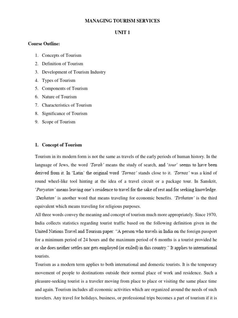 Tourism Unit 1 | PDF