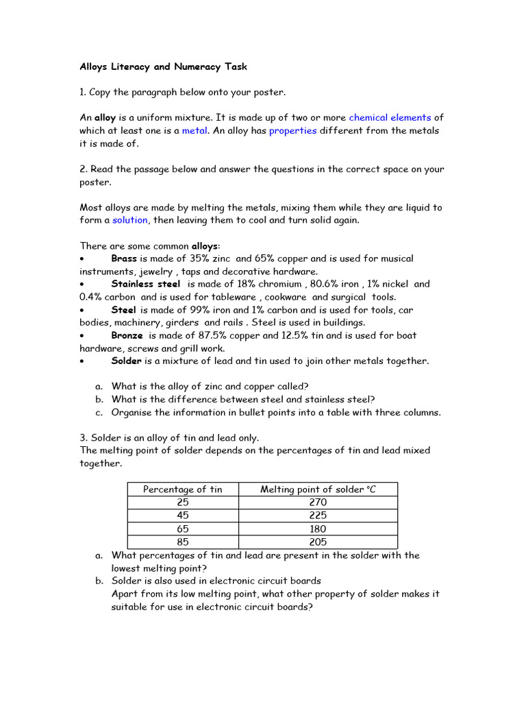 Literacy and Numeracy Task Alloys | PDF | Technology & Engineering