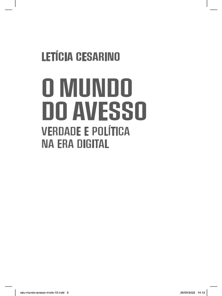 O Mundo Do Avesso Verdade e Politica Na | PDF