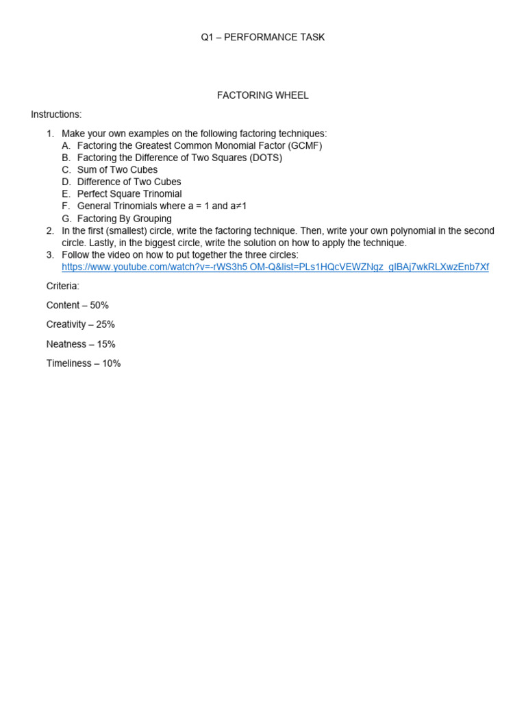 Q1-PETA-FACTORING-WHEEL | PDF | Factorization | Elementary Mathematics