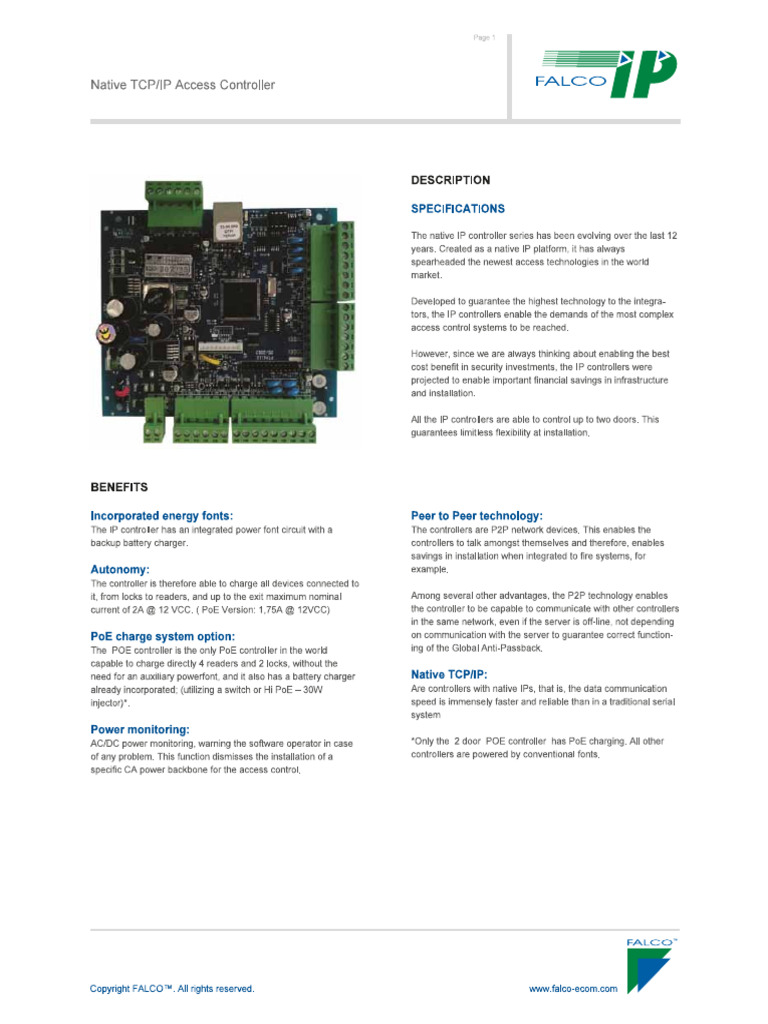 14a. Datasheet FALCO IP CONTROLLER | PDF