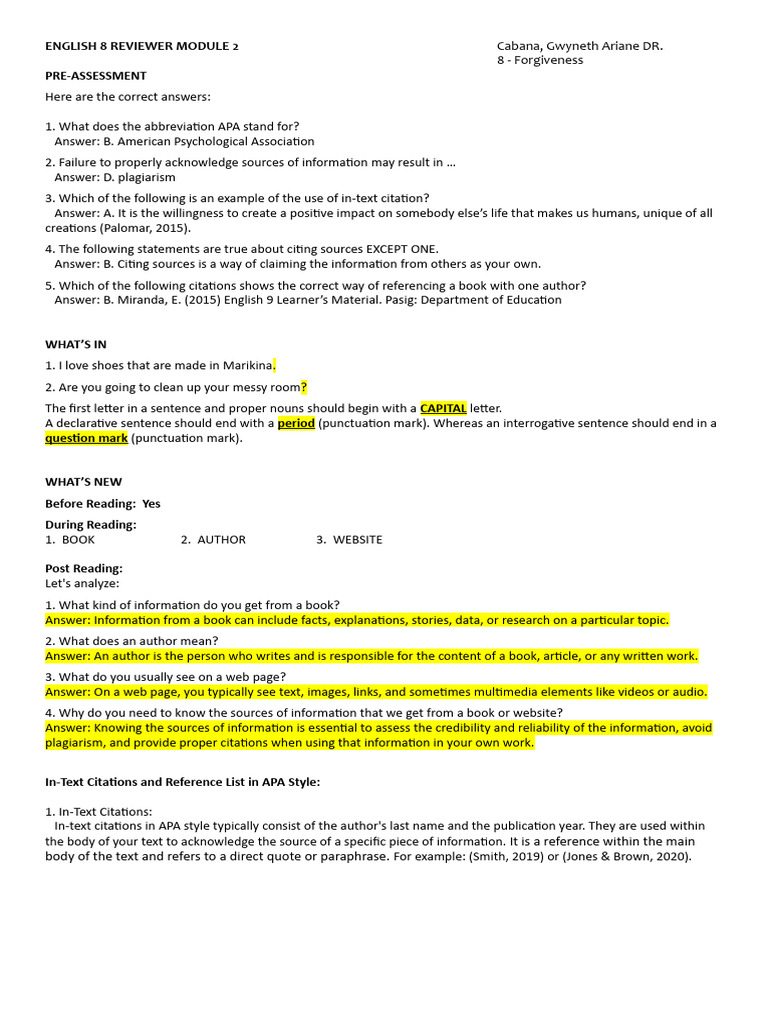 ENGLISH MODULE 2 Answers | PDF | Social Science | Science & Mathematics